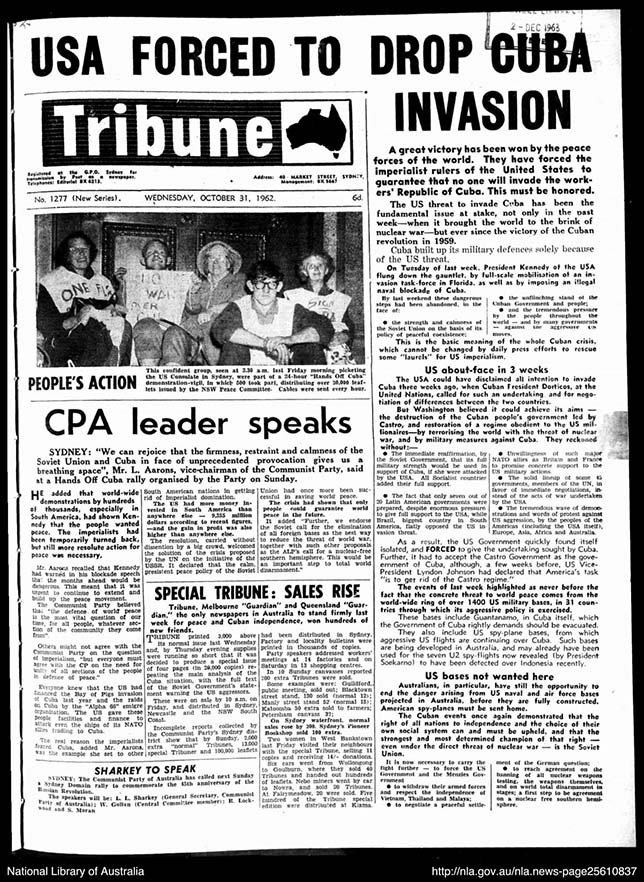Print media: The Cuban Missile Crisis | National Library of Australia (NLA)